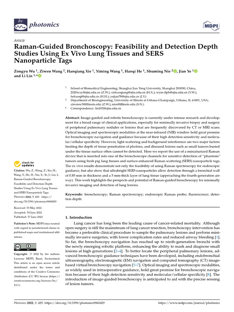 Raman-Guided Bronchoscopy: Feasibility and Detection Depth Studies ...