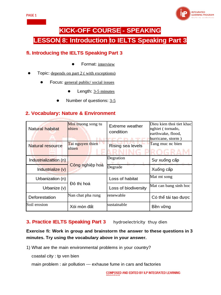 Lesson 8 Kickoff Speaking | PDF