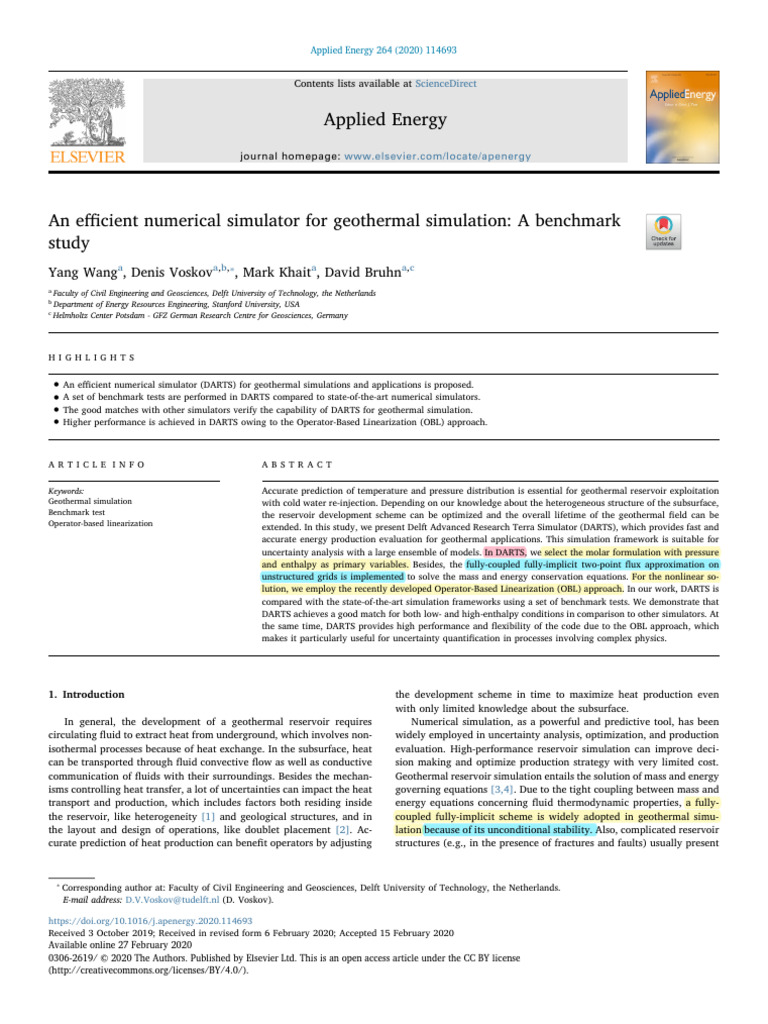 0° - An Efficient Numerical Simulator For Geothermal Simulation A ...