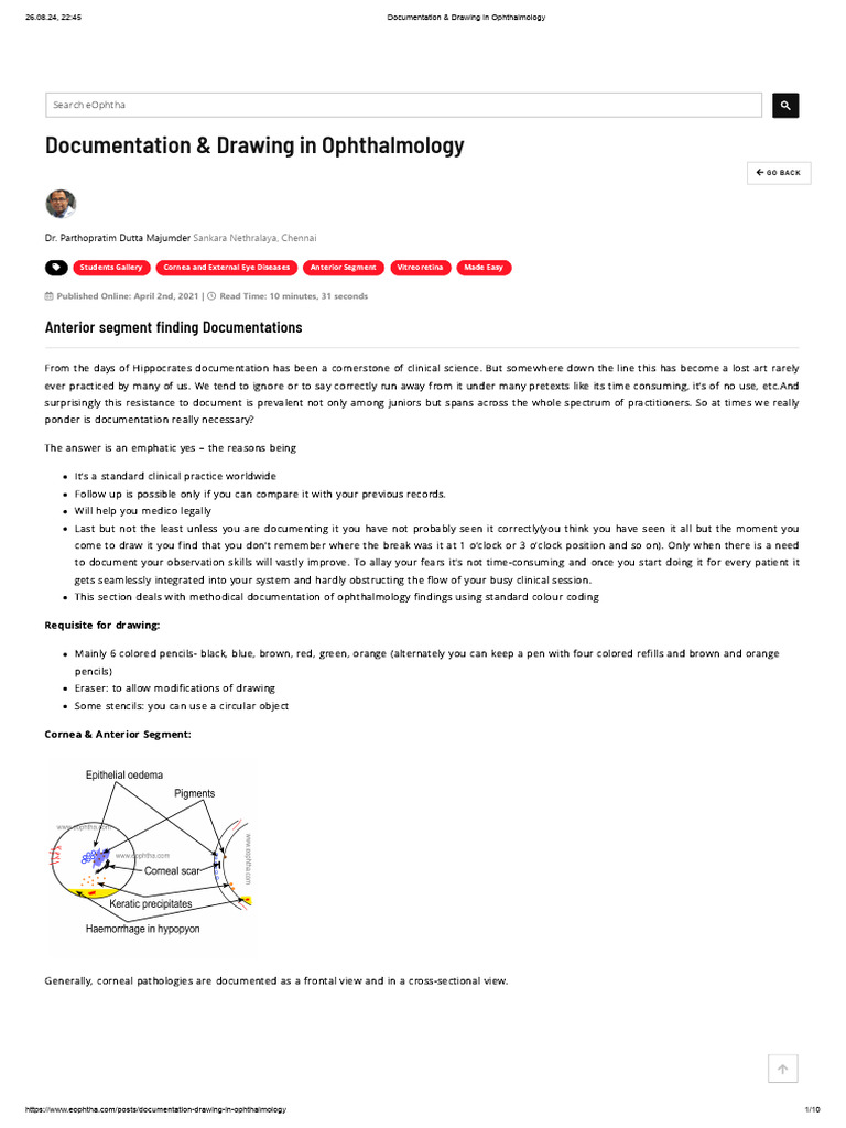Documentation & Drawing in Ophthalmology | PDF