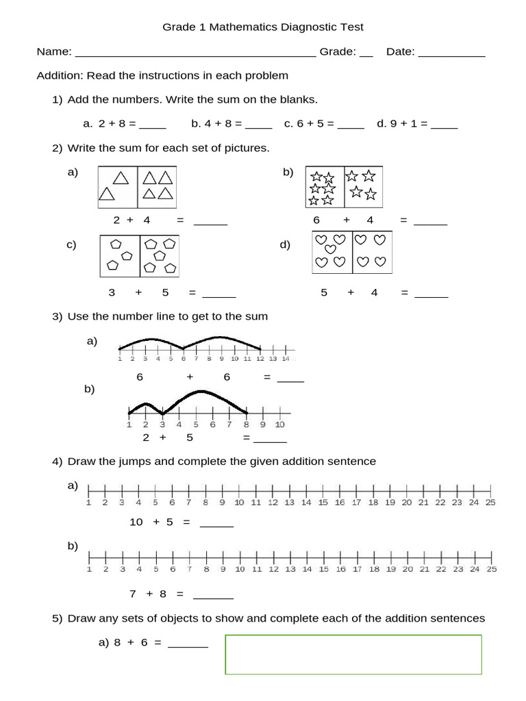 Mathematics Diagnostic Test | PDF