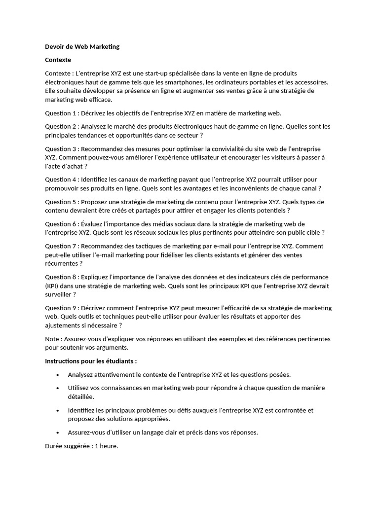 Devoir de Web Marketing | PDF