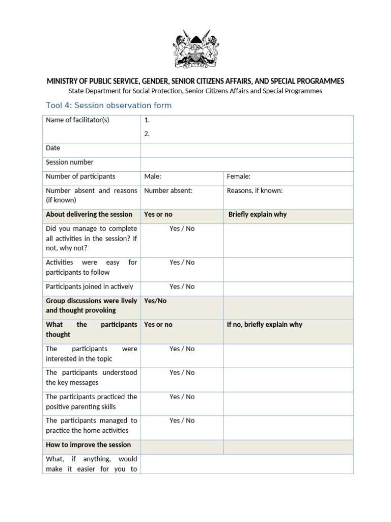 04-Session Observation Monitoring Form | PDF