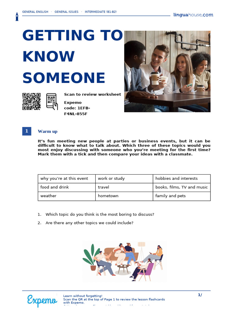 Getting To Know Someone British Enscaglish Student B1 B2 | PDF