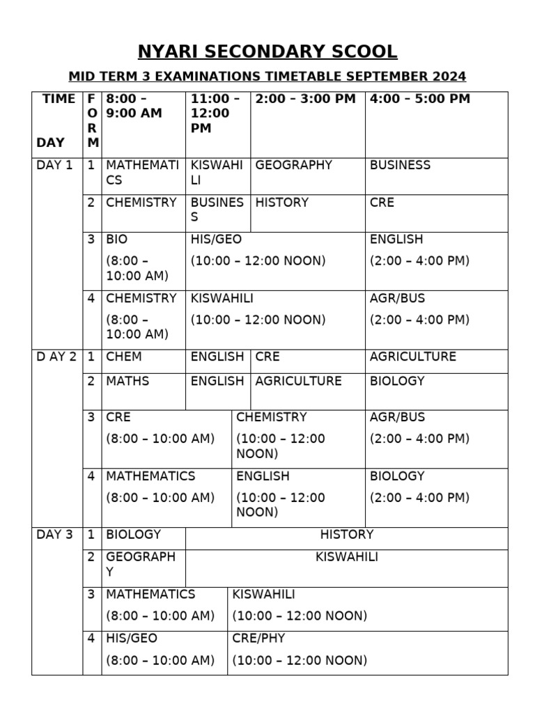 Exam Time Table Cat 2023 Updated | PDF