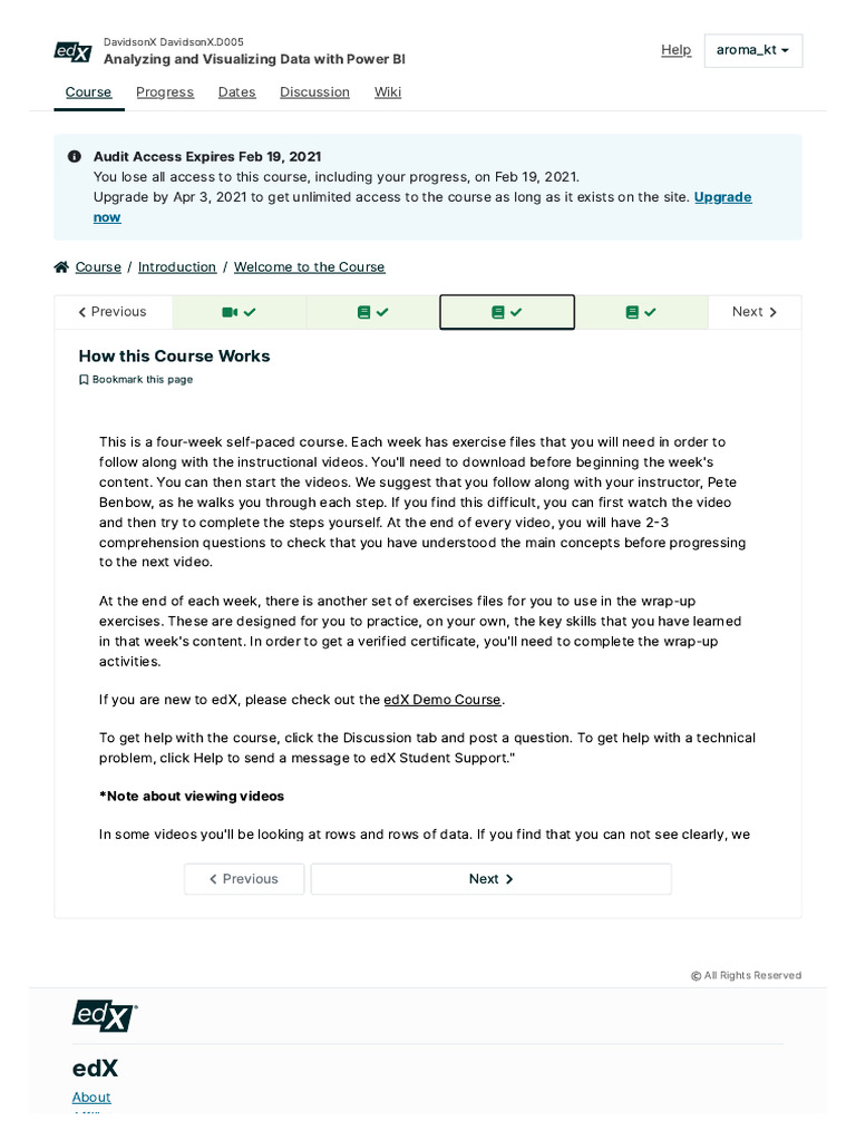 How This Course Works - Introduction - Analyzing and Visualizing Data With Power BI - Edx | PDF