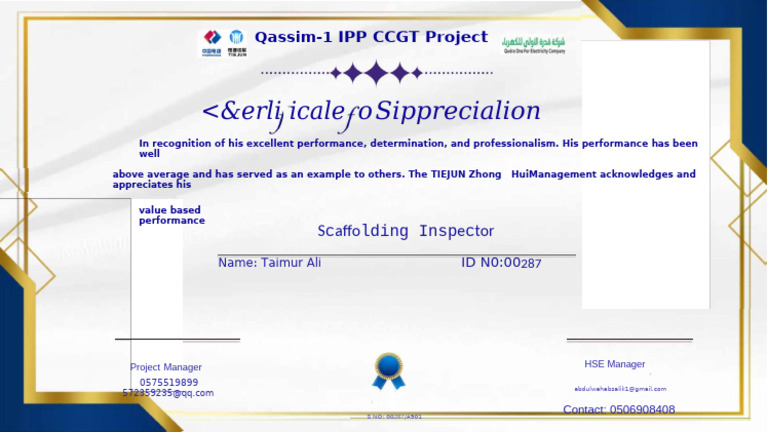 Certificate of Appreciation -Taimoor | PDF
