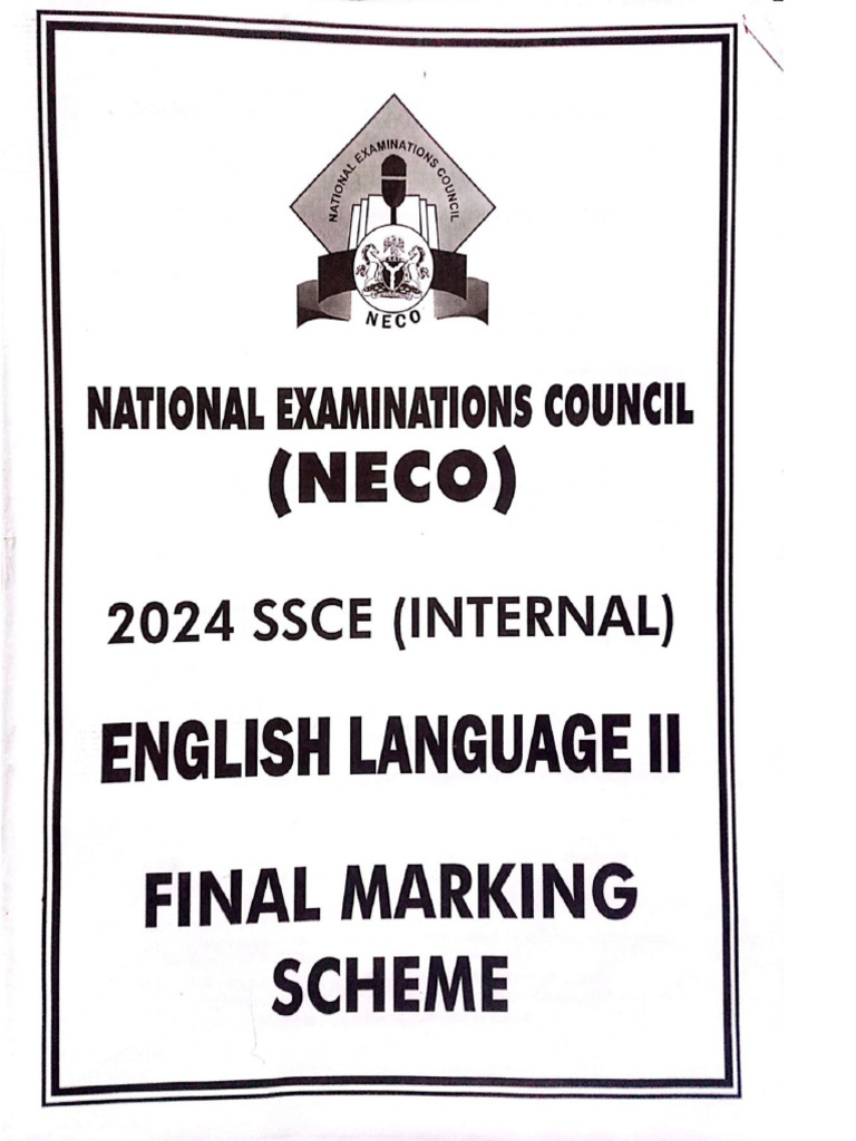 NECO ENGLISH LANGUAGE MARKING SCHEME | PDF
