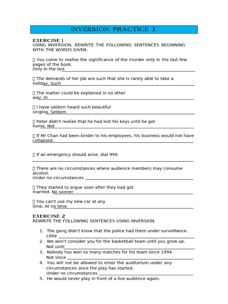 Inversion Exercises | PDF