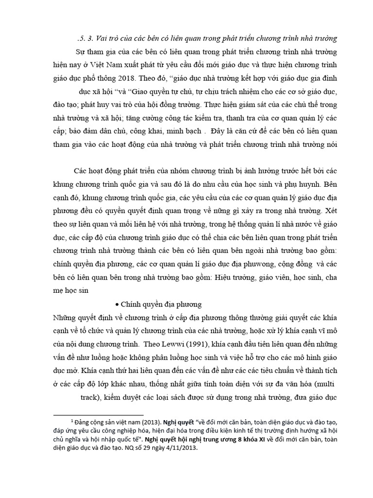 Vai Trò Các Bên Liên Quan Trong PTCT NT | PDF