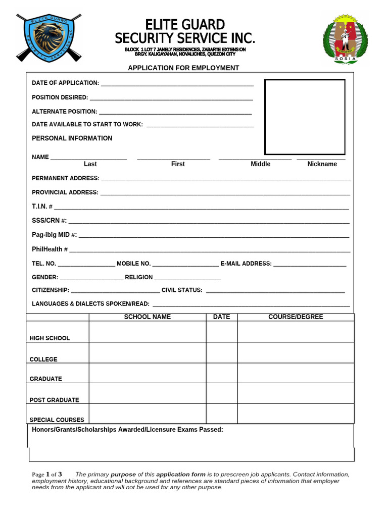 Elite Guard - Application-Form-new | PDF