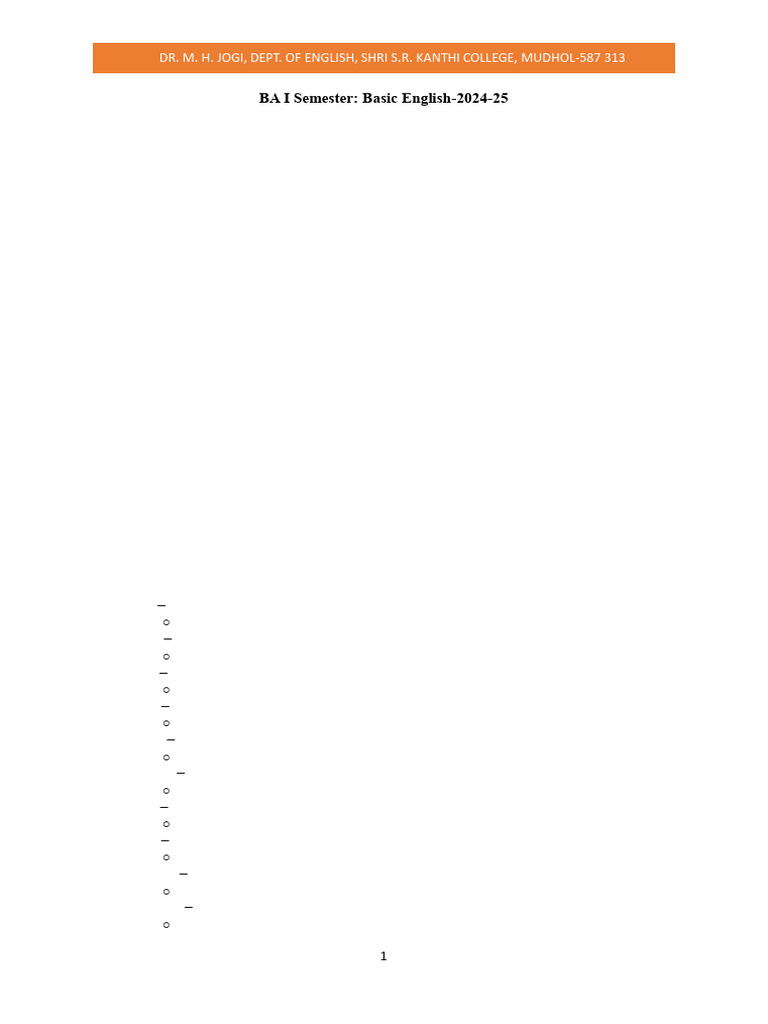 BA I Sem Prepostions - Dr. M. H. Jogi | PDF