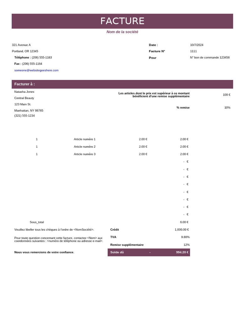 Facture de Vente Colorée | PDF