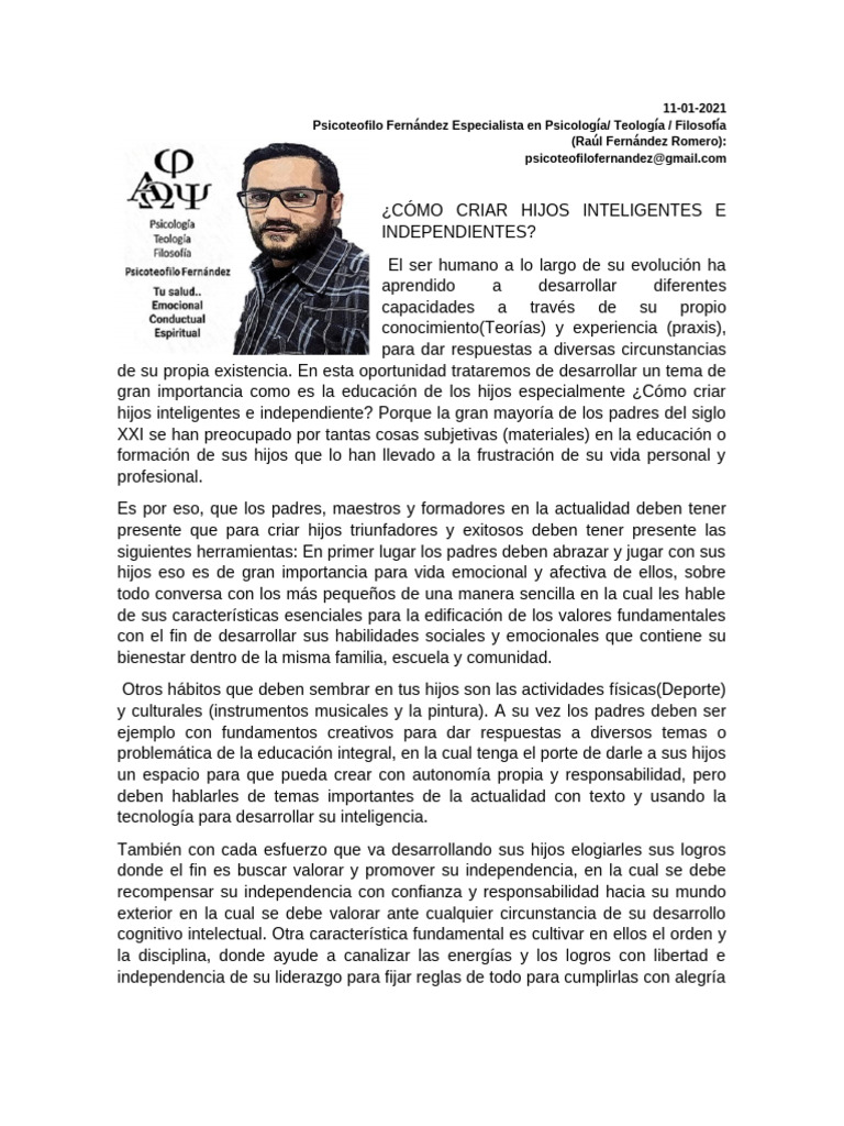 8 Cómo Criar Hijos Inteligentes e Independientes | PDF