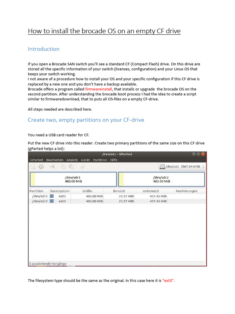 How To Install The Brocade OS On An Empty CF Drive | PDF