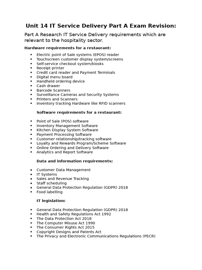 Unit 14 IT Service Delivery January 2021 Series Part A | PDF