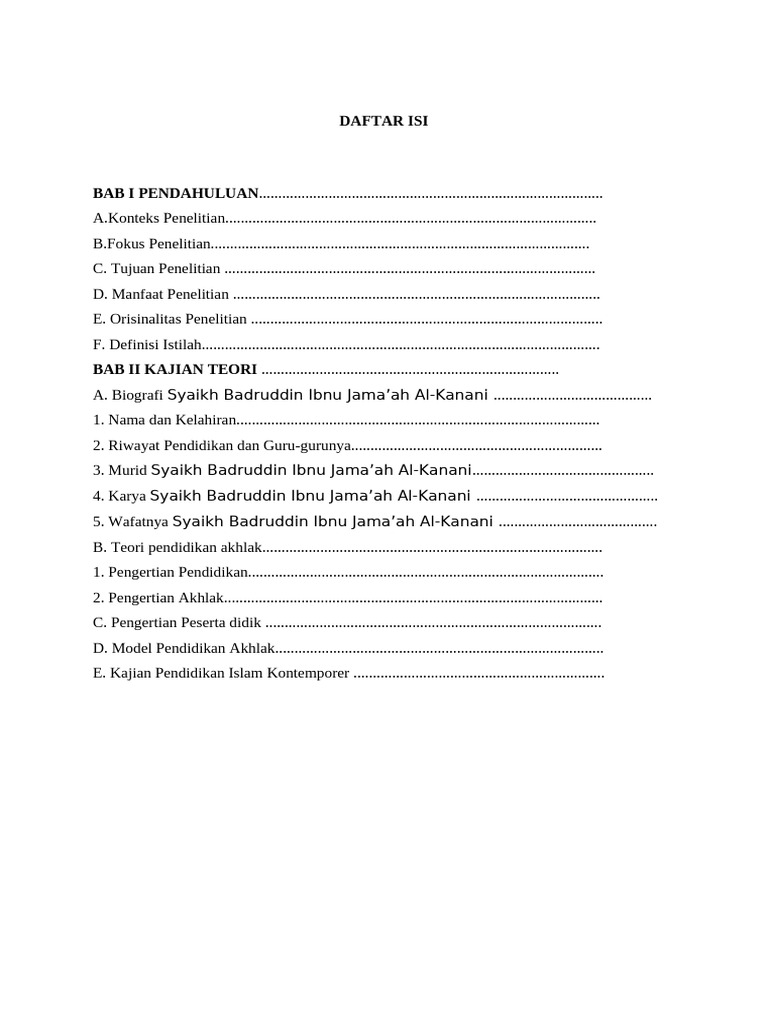 DAFTAR ISI Tesis | PDF