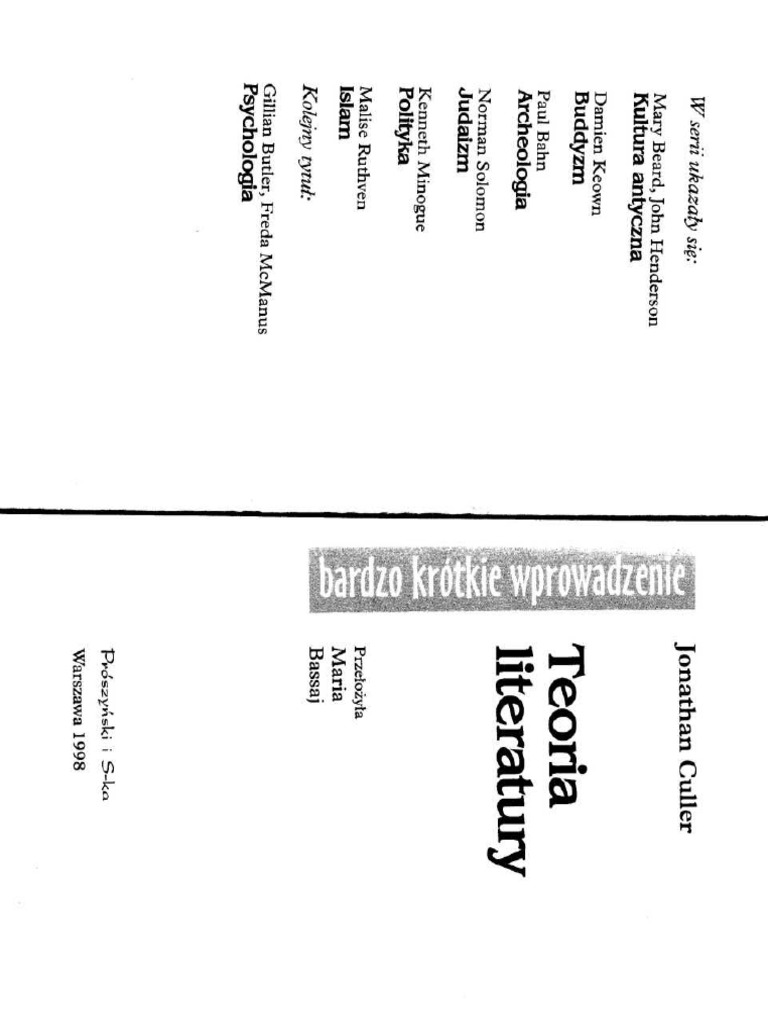 Jonathan Culler - Teoria Literatury | PDF