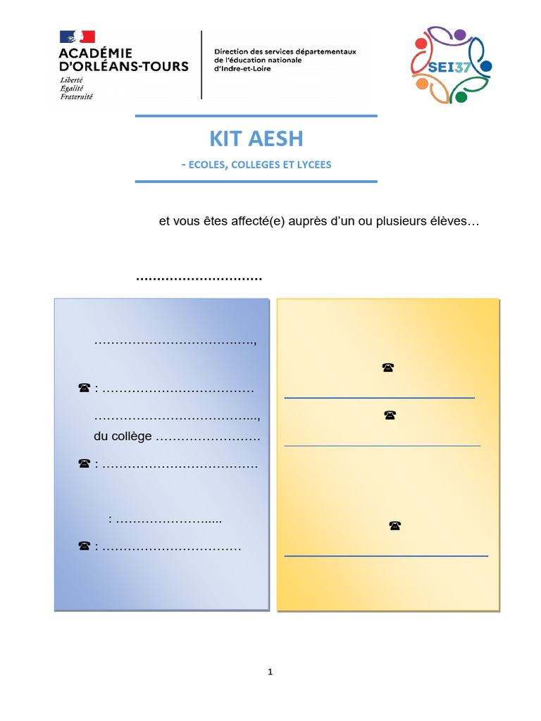 KIT Accueil AESH-1 | PDF