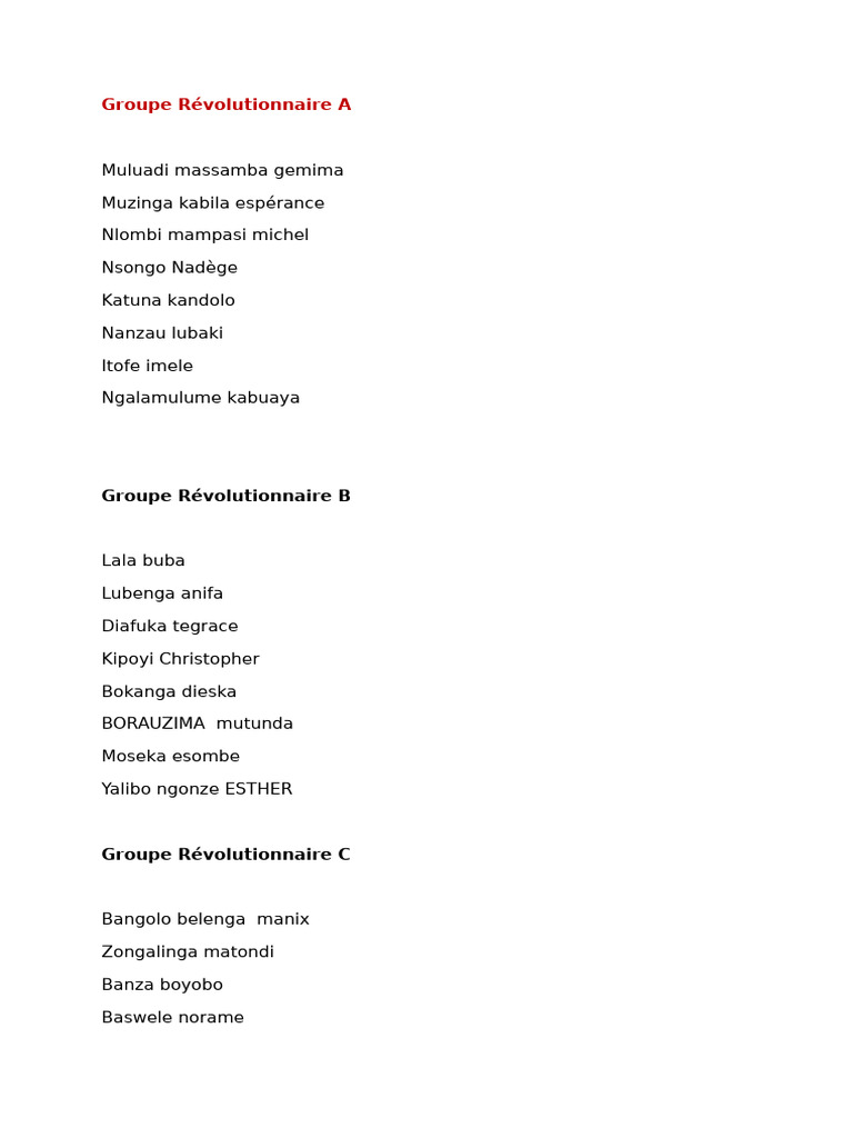 Liste Des Groupes | PDF