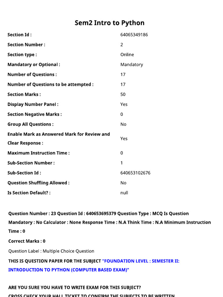 IIT M Python FN EXAM FDF2 24 Dec 2023 | PDF