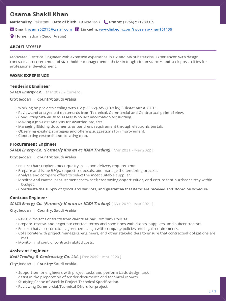 Tendering Engineer | PDF | Procurement