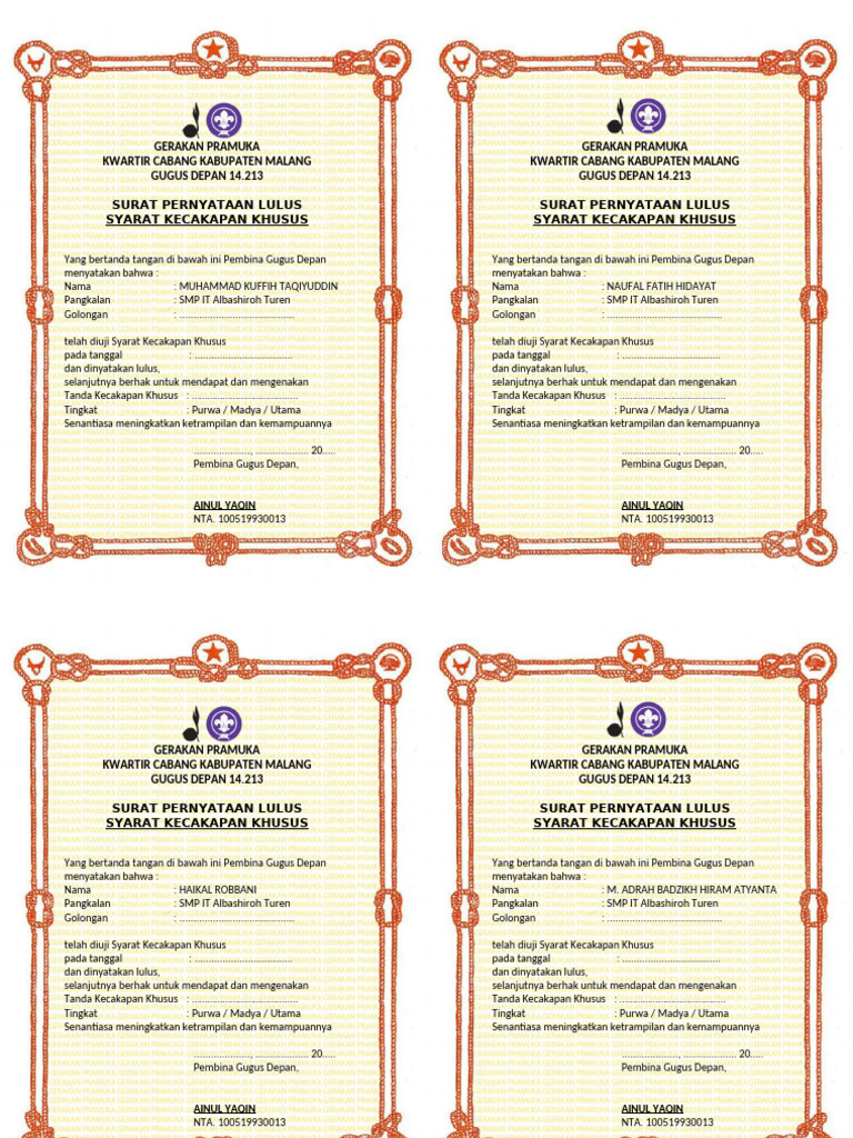 Piagam TKK 2print | PDF