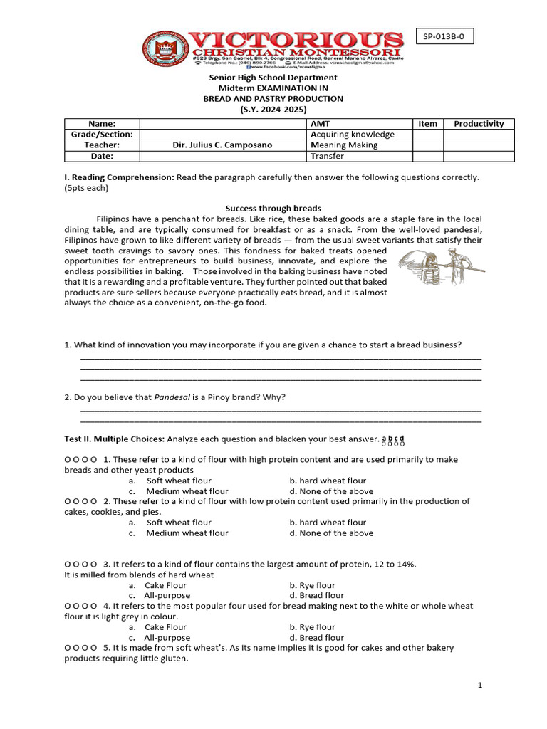 1ST Sem. Midterm Exam - BPP | PDF