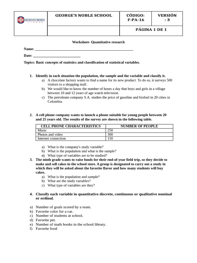 Worksheet Ninth Grade | PDF