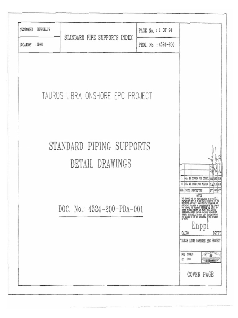 4524-200-PDA-001 - Rev 1 - Standard Piping Supports Detail Drawings | PDF