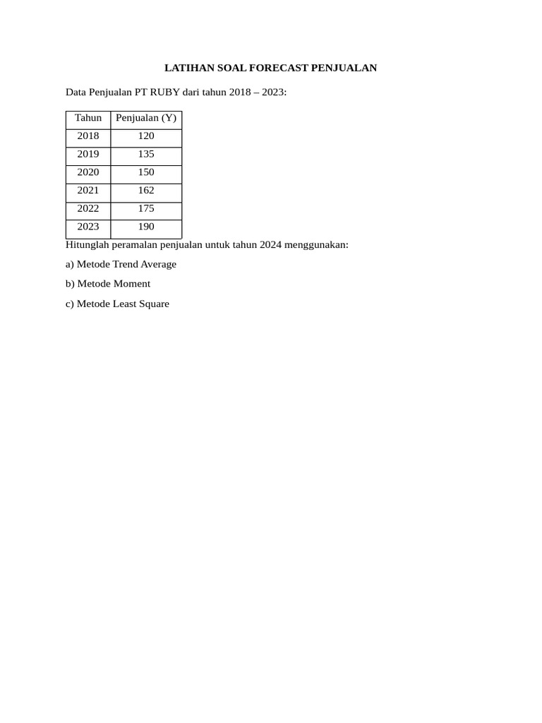 Latihan Soal Forecast Penjualan | PDF