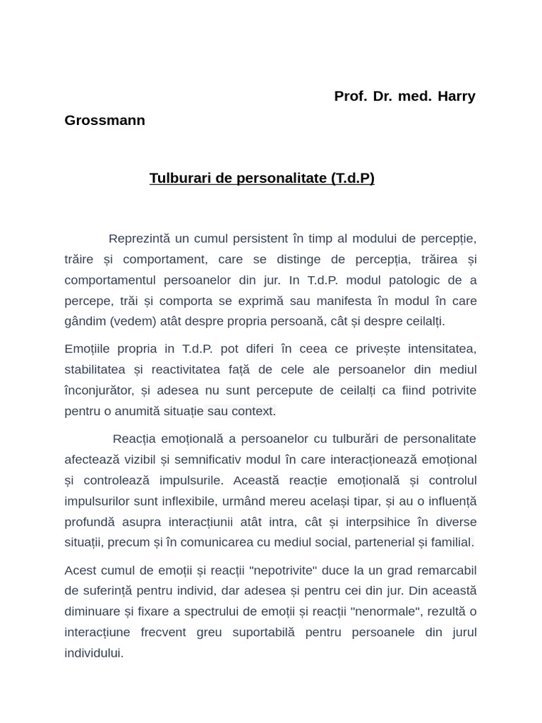 Tulburari de Personalitate | PDF