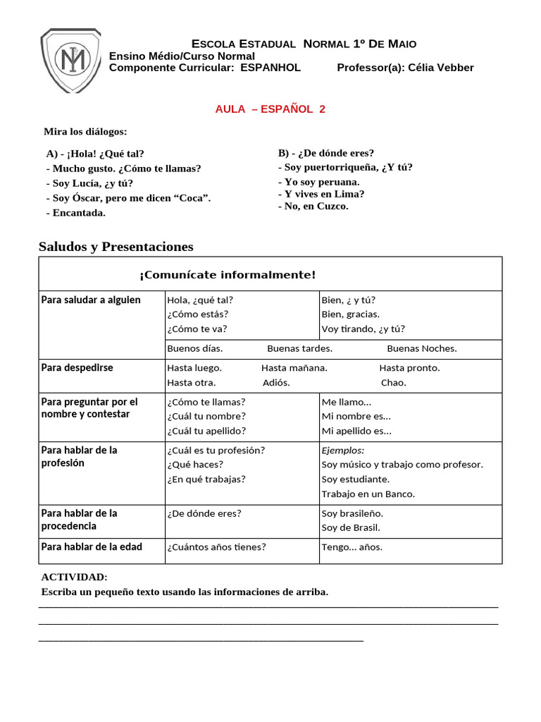 Saludos y Presentaciones | PDF