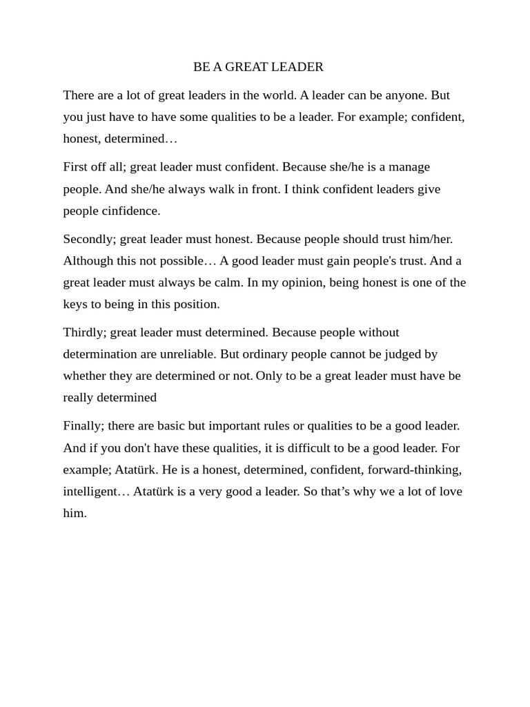 Be A Great Leader | PDF