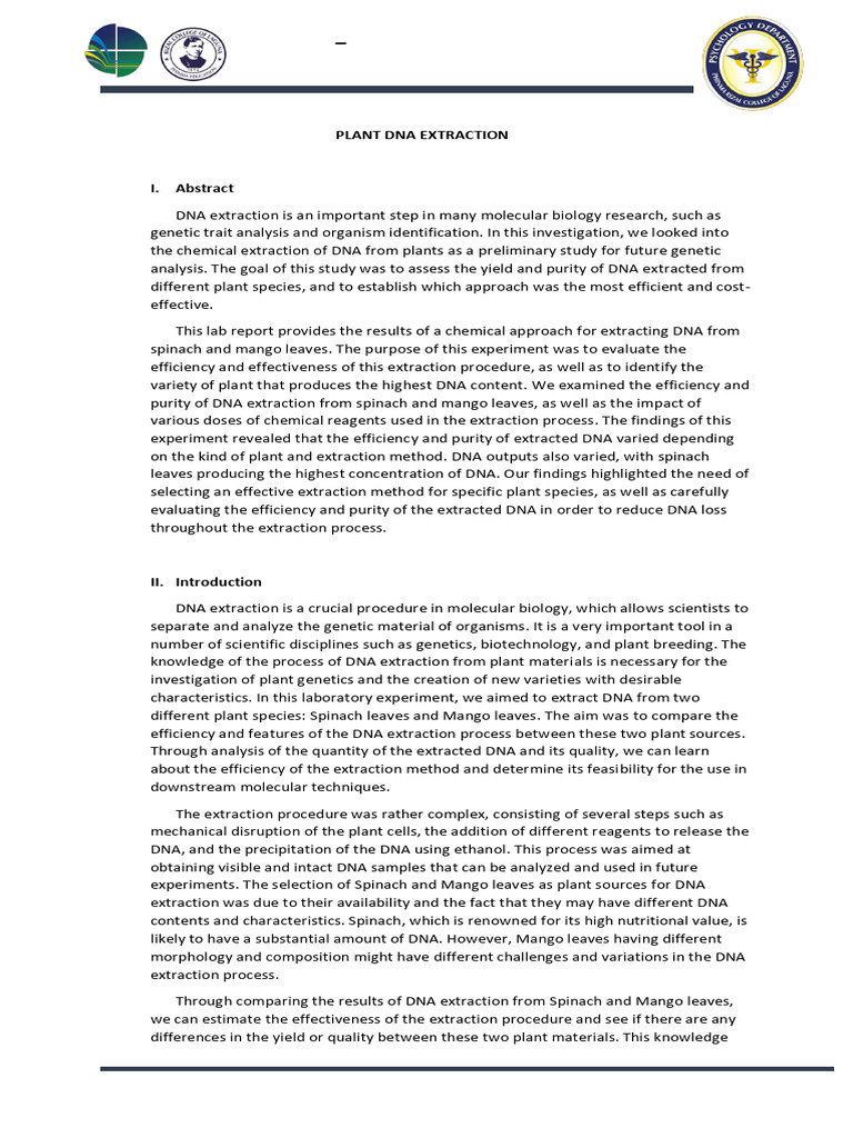 Plant Dna Extraction | PDF | Protein Purification | Wellness