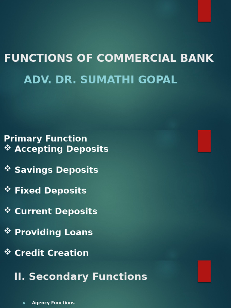 Functions of Bank | PDF | Banks | Securities (Finance)