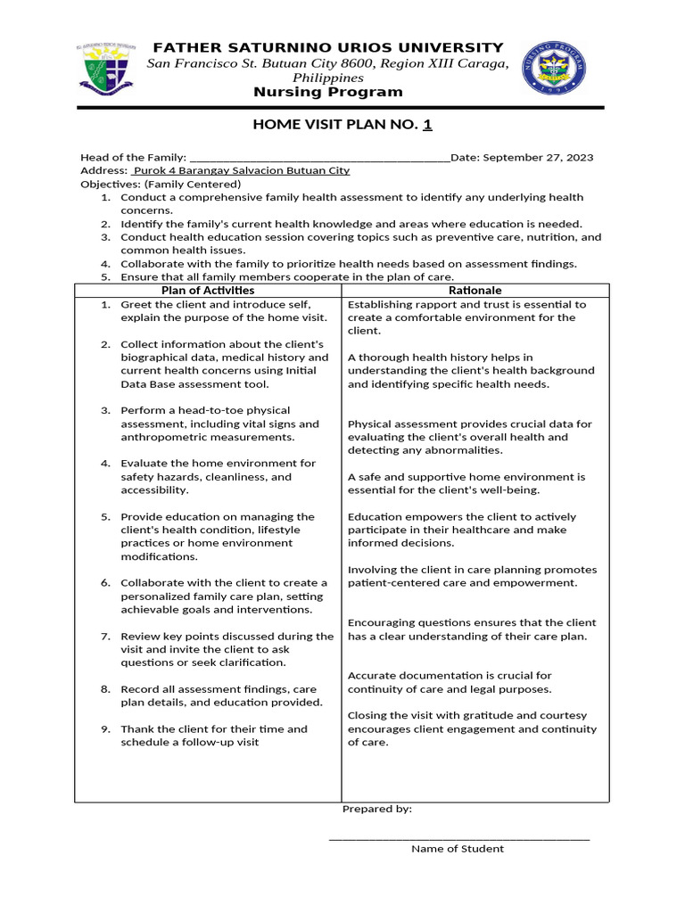 CHN-Home-Visit-Plan-1 (1) | PDF