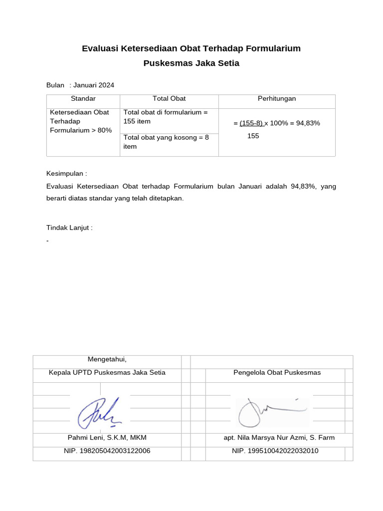 Evaluasi Ketersediaan Obat Terhadap Formularium 2024 | PDF
