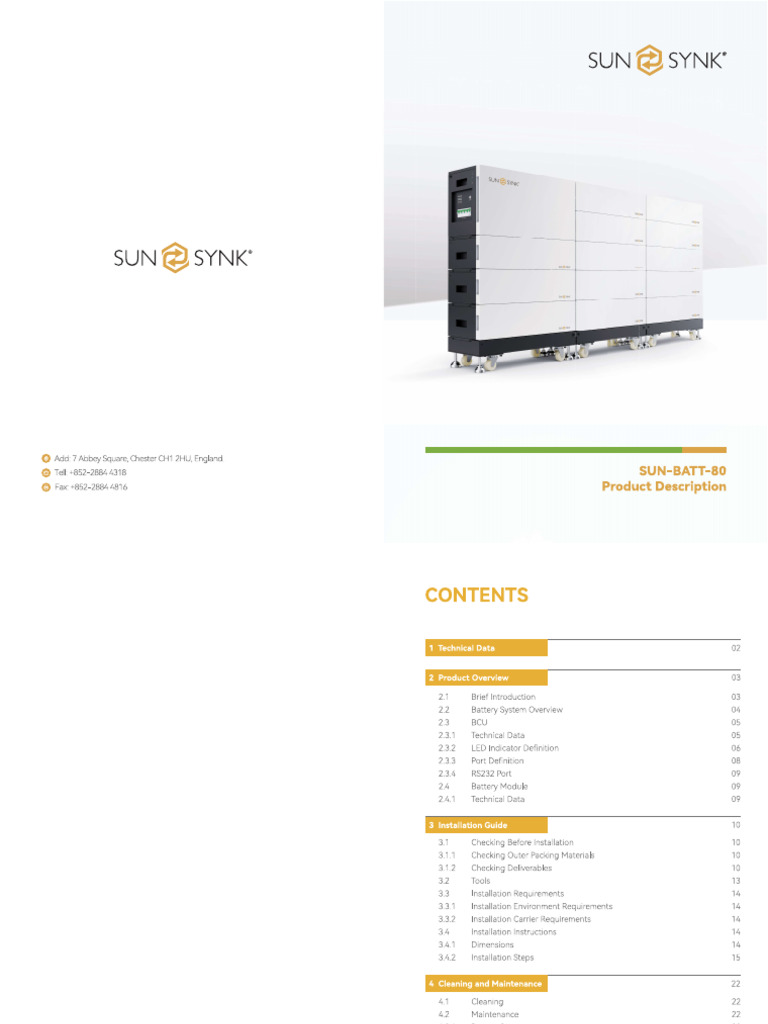 Sunsynk 80KW HV Batt | PDF