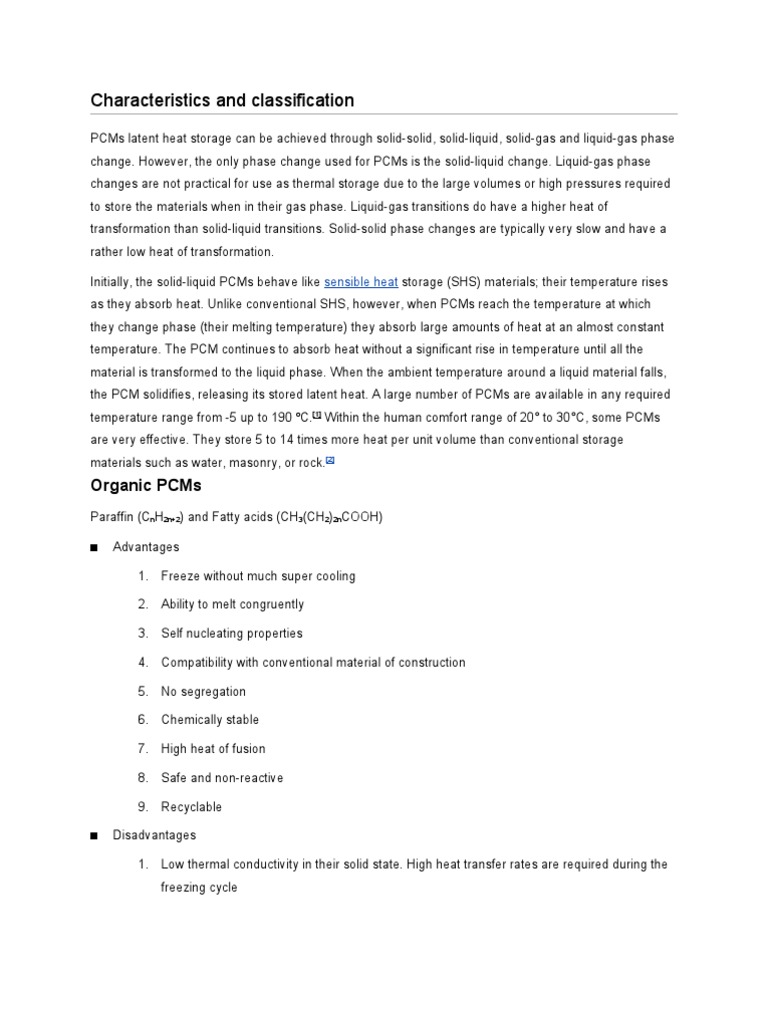 Characteristics and Classification of PCM | PDF | Materials | Physical ...