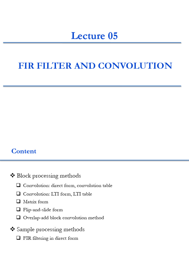 DSP-Lec 05-FIR Filtering and Convolution | PDF