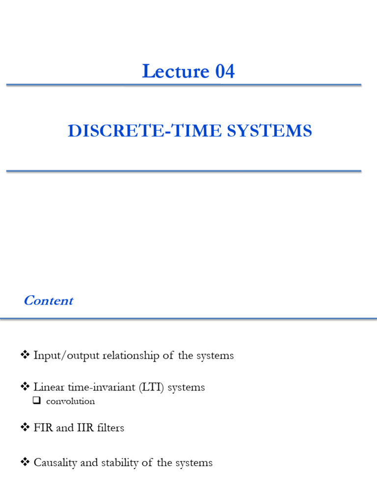 DSP-Lec 04-Discrete Time Systems | PDF
