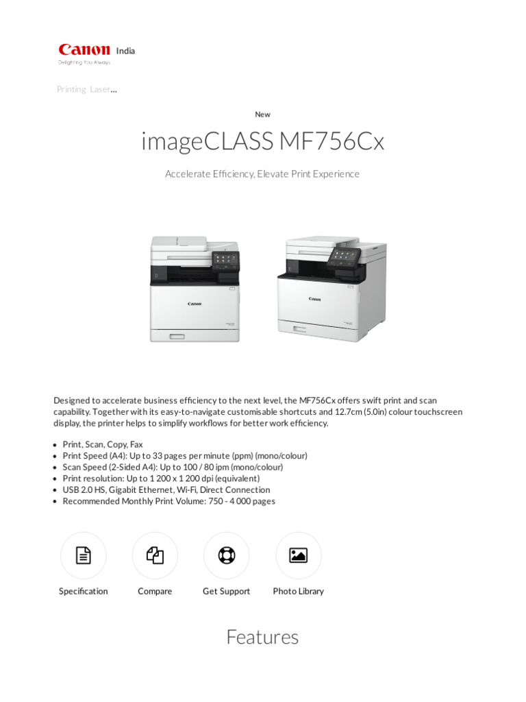 Laser - ImageCLASS MF756Cx - Canon India | PDF