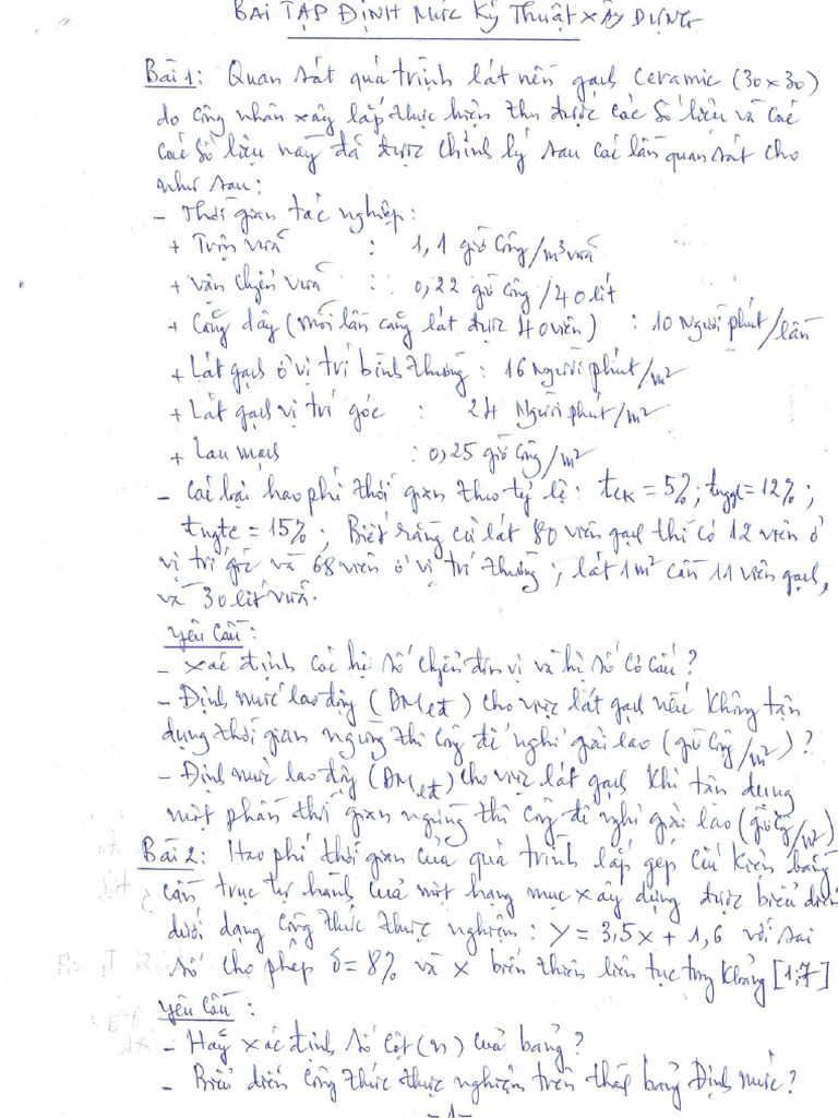 Bai Tap Dinh Muc MA | PDF