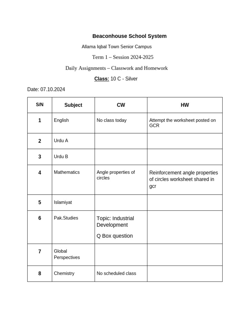 10 C - Silver Daily Assignment | PDF