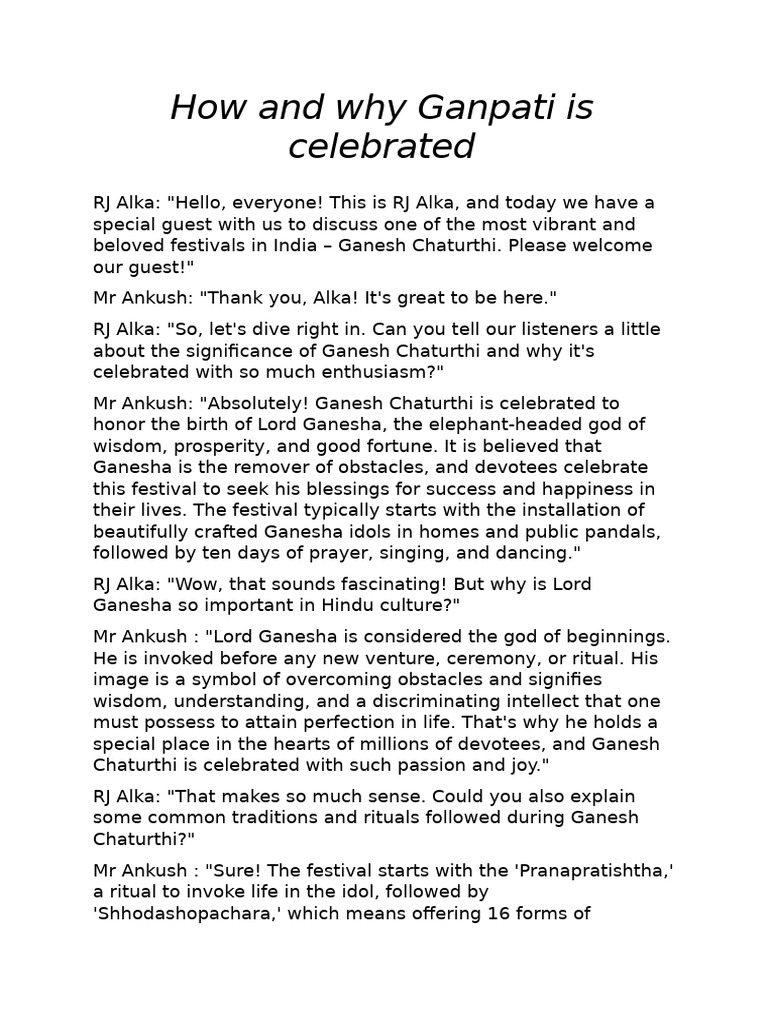 How and Why Ganpati Is Celebrated | PDF