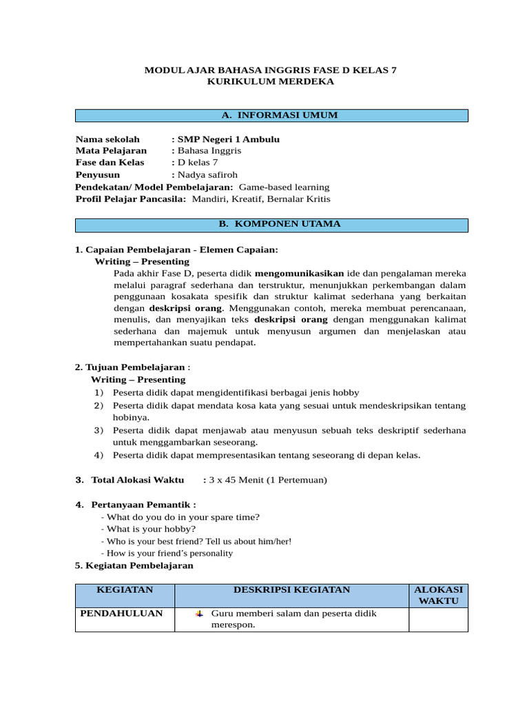 Modul Nadya Kelas 7b | PDF