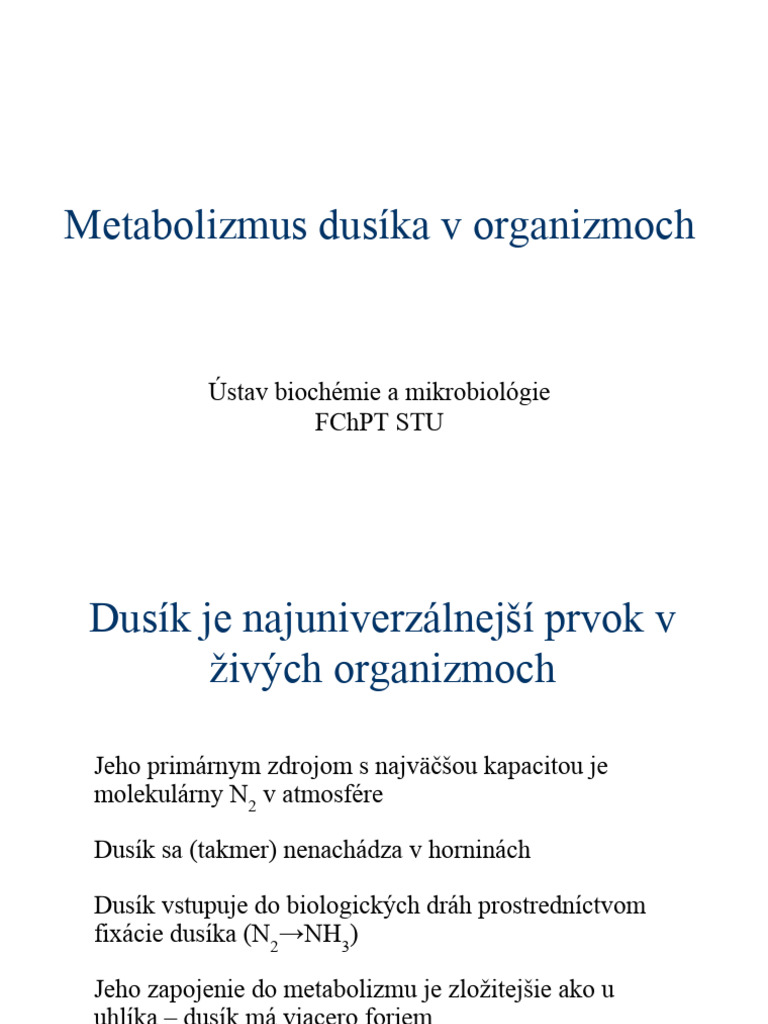 Metabolizmus Dusíka V Organizmoch | PDF