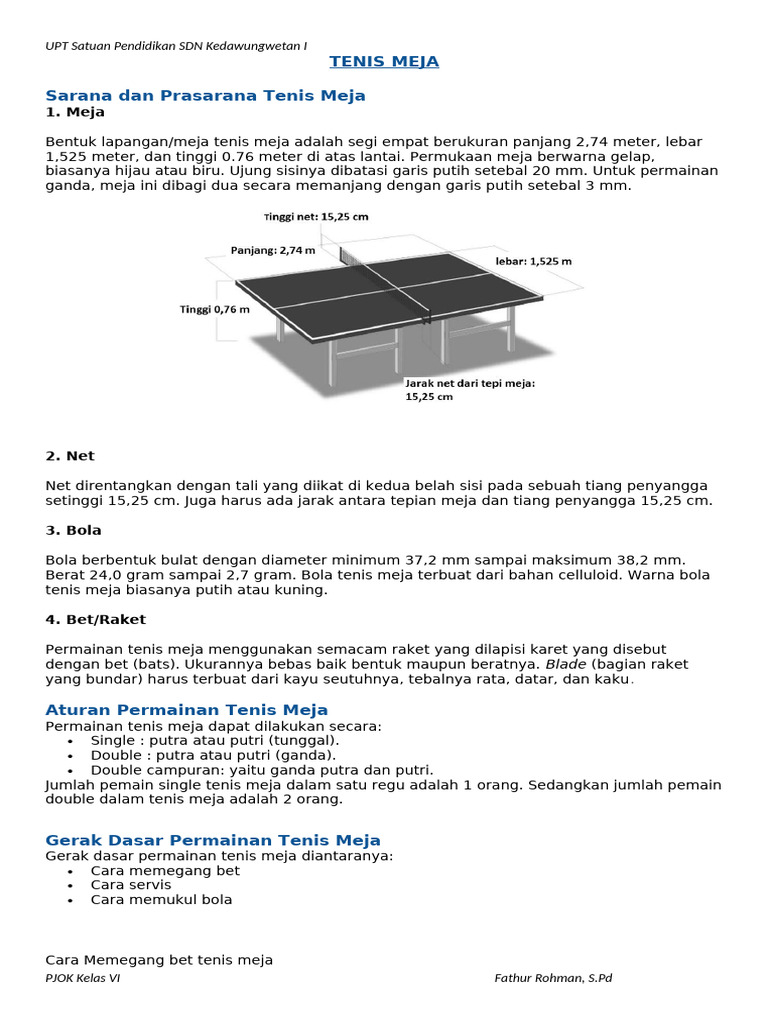 Materi Pjok Tenis Meja | PDF