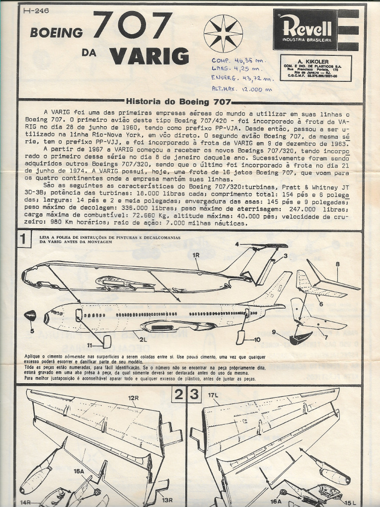 Revell Kikoler Boeing 707 VARIG | PDF